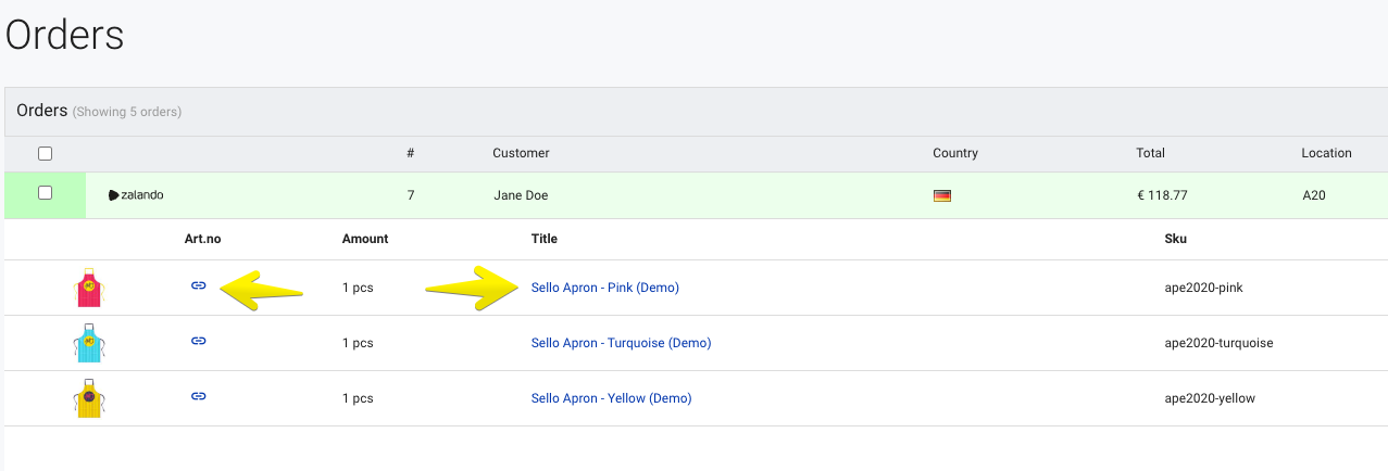 How to view product in inventory from order – Sello
