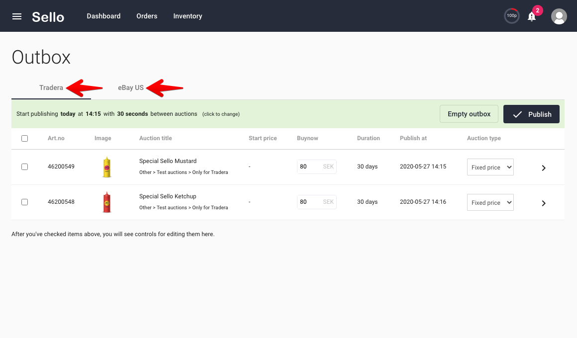 How to use the outbox – Sello