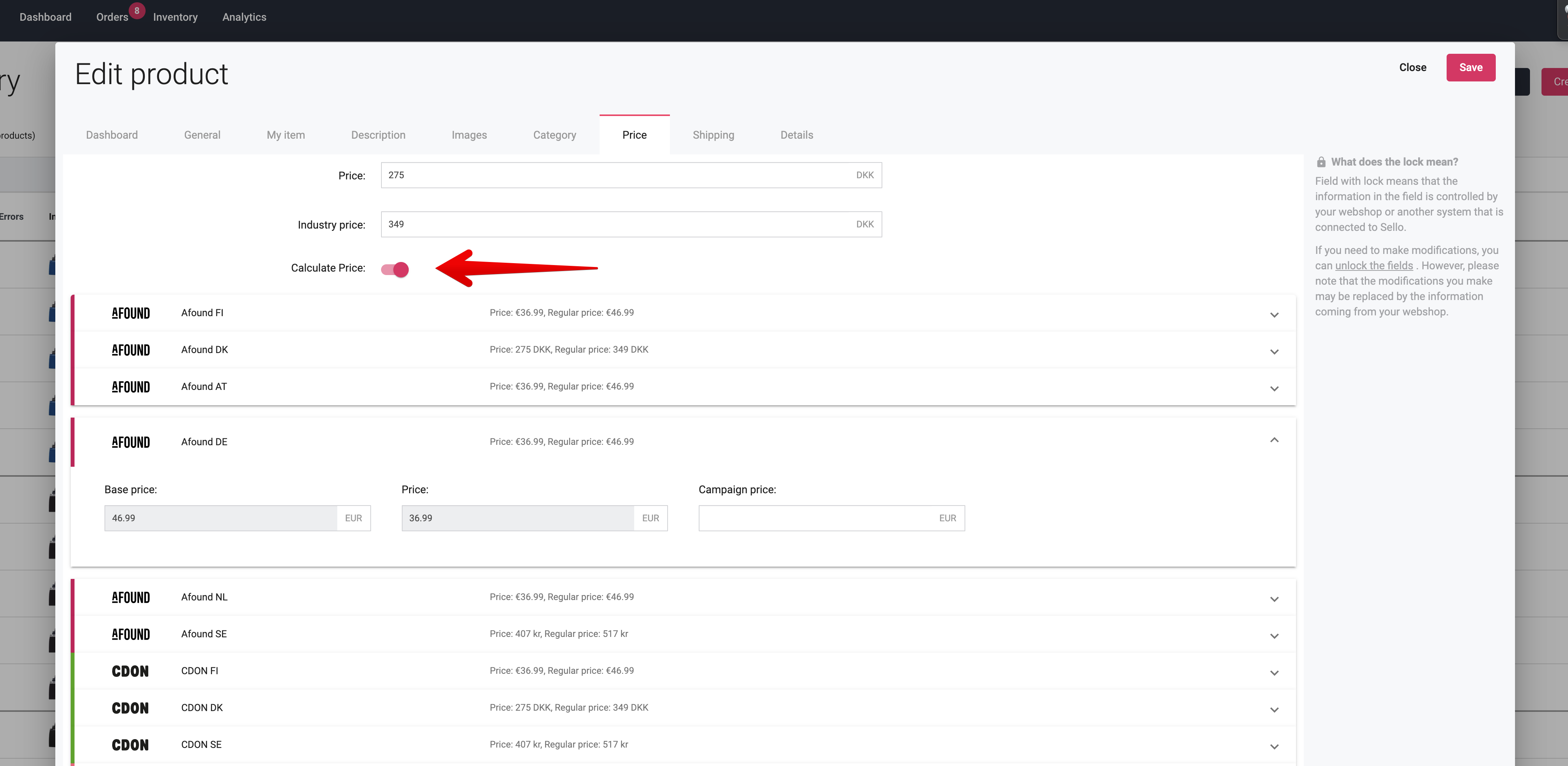 Add Price Rules For A Specific Marketplace Sello